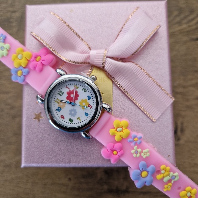 Ceas copii floricele, roz - eMAG.ro