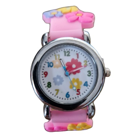 Ceas copii floricele, roz - eMAG.ro