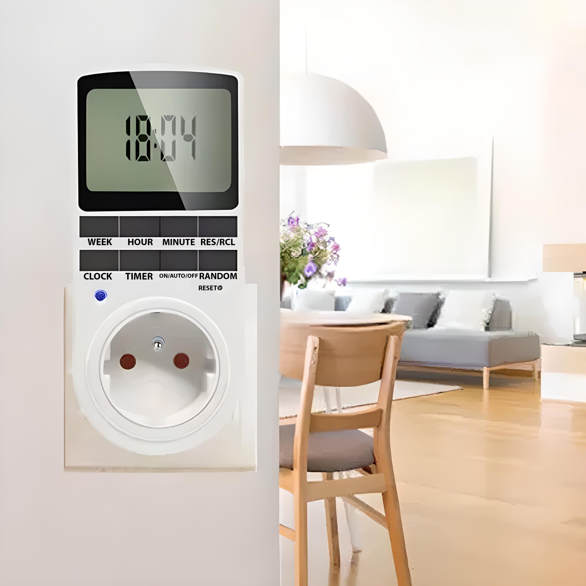 Priza interna programabila digitala, 230V, LCD, alb-gri - eMAG.ro