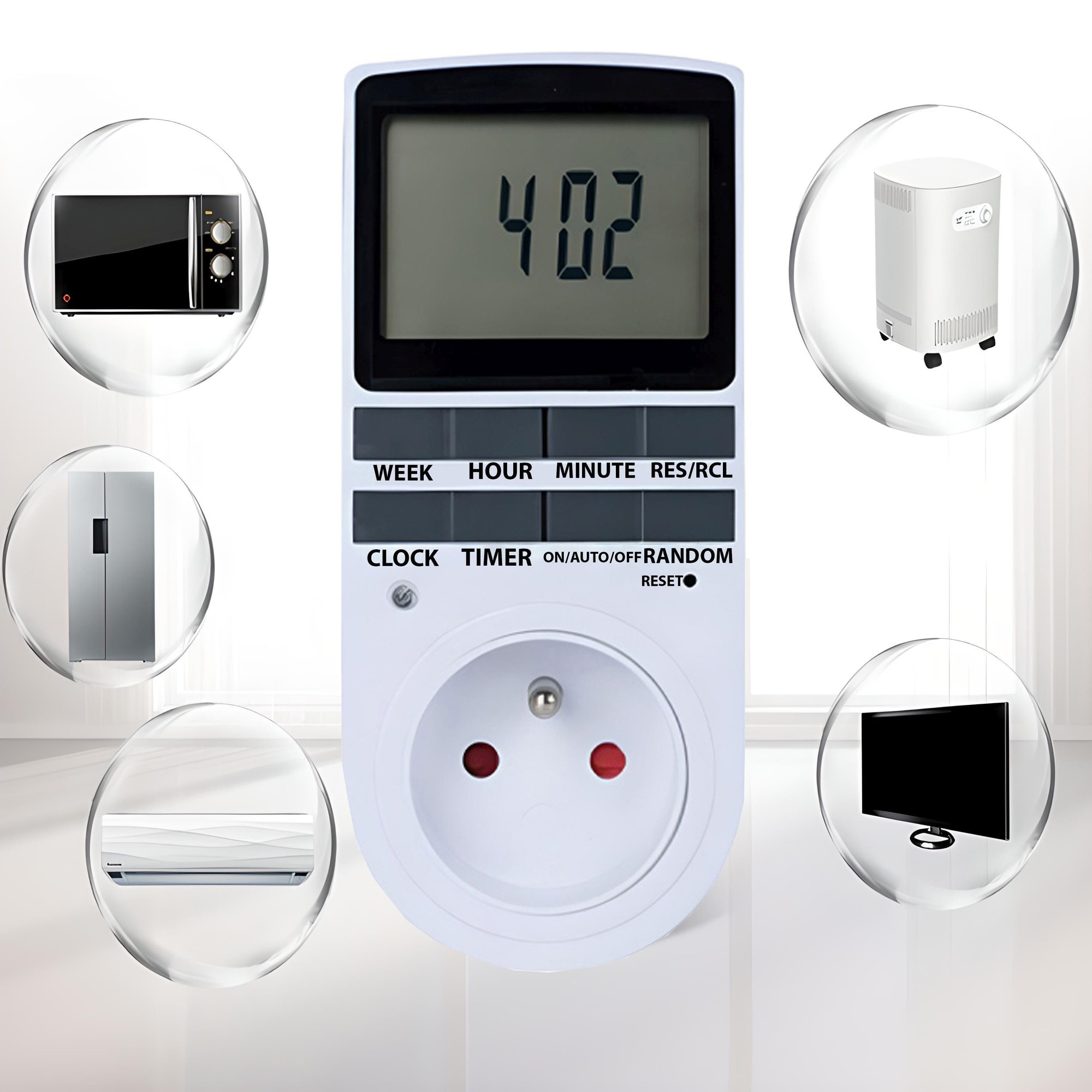 Timer Programabil RETOO HomeSmart, Priza Interna Cu LCD, 10 Programe ...
