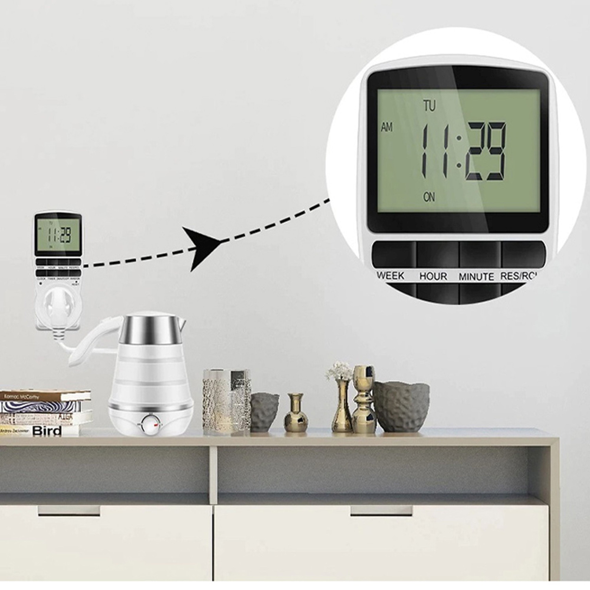 Timer Programabil RETOO HomeSmart, Priza Interna Cu LCD, 10 Programe ...