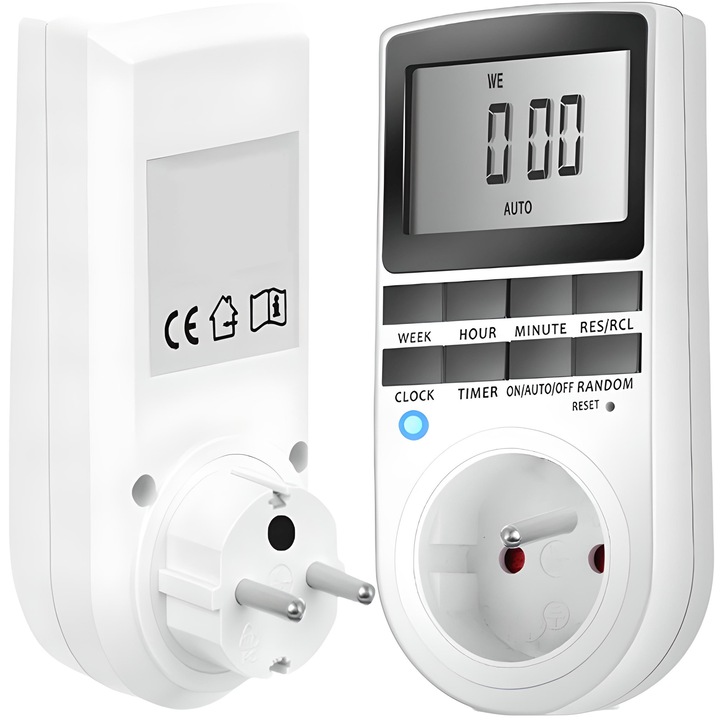 Timer Programabil RETOO HomeSmart, Priza Interna Cu LCD, 10 Programe ...
