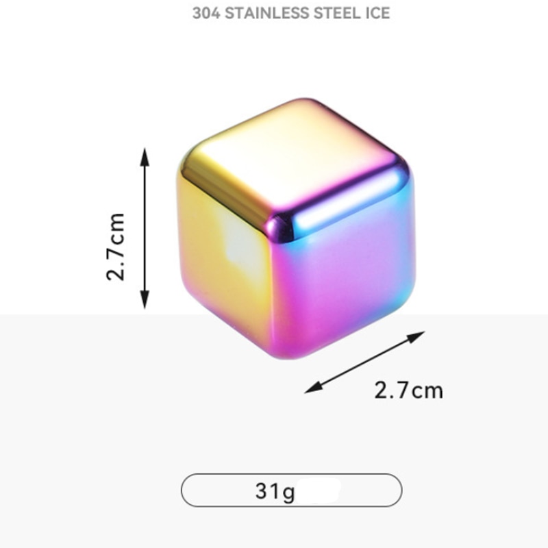 Set 8 cuburi de gheata reutilizabile, Inox, Cleste inclus, Auriu - eMAG.ro