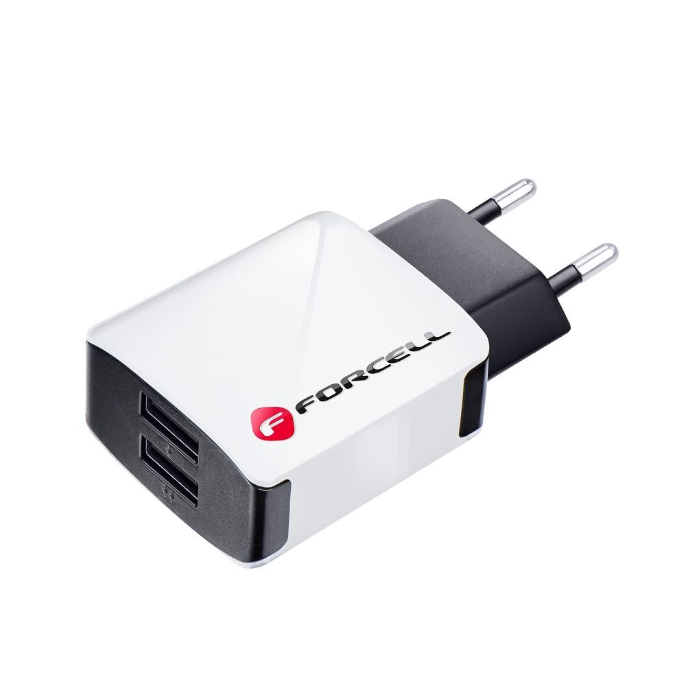 Töltő Forcell U21 2xusb Portos Fehér Hálózati Töltőfej 2a Usb