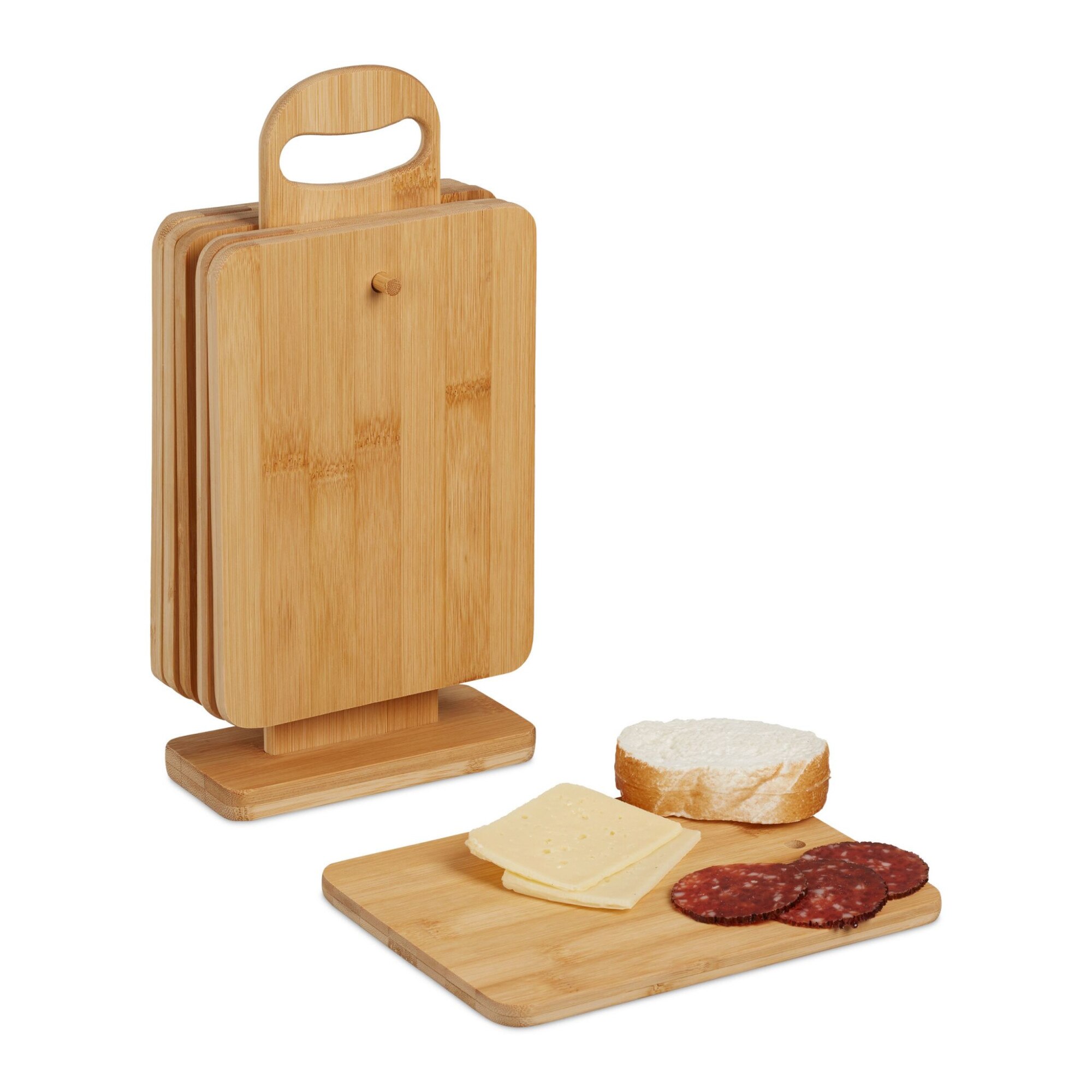 Set 6 tavi servire cu suport, din bambus, 32,5 x 16 x 7 cm, maro - eMAG.ro