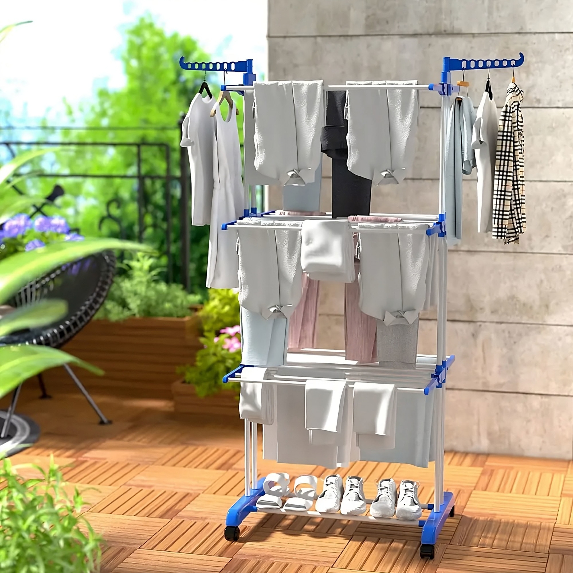 Uscator Vertical de Rufe Haine, Mobil si Pliabil pentru Spatii Mici ...