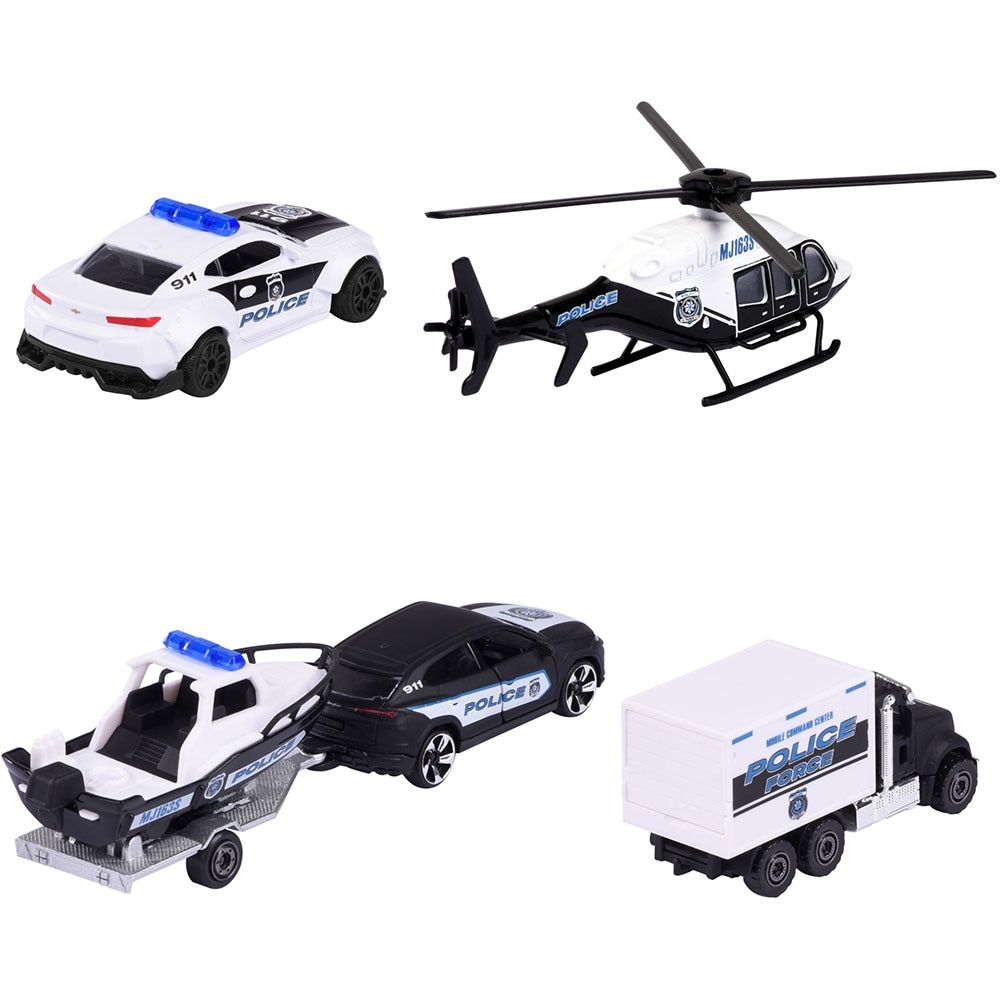 Set masinute Majorette Police Force cu 5 vehicule de interventie - eMAG.ro