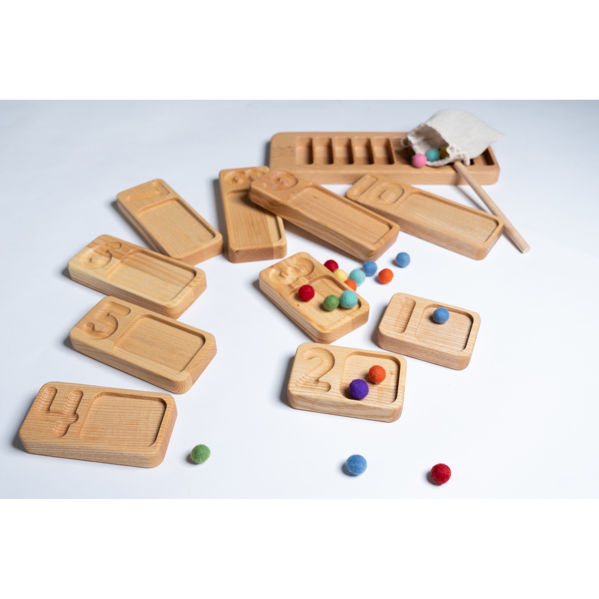 Joc educativ Montessori, Set matematic de scriere si numeratie de la 1 ...