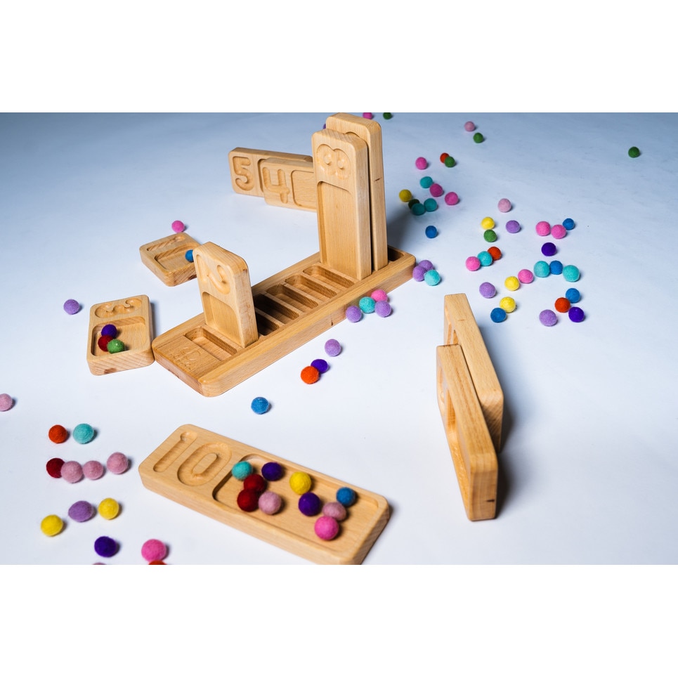 Joc educativ Montessori, Set matematic de scriere si numeratie de la 1 ...