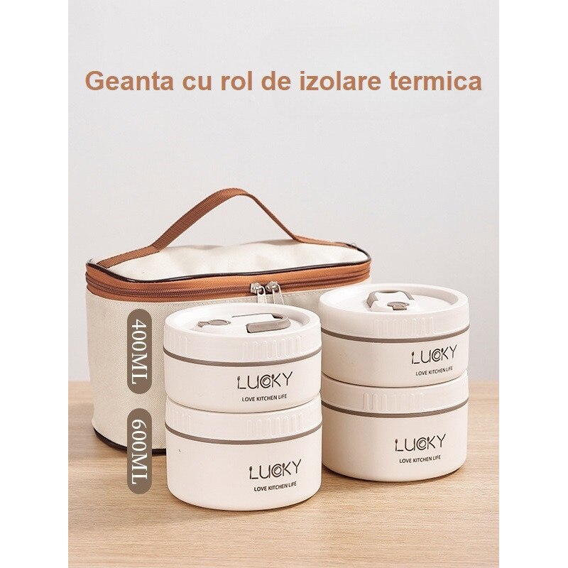 Set 4 caserole cu husa transport AxaCube®, 2 caserole 400 ml si 2 ...