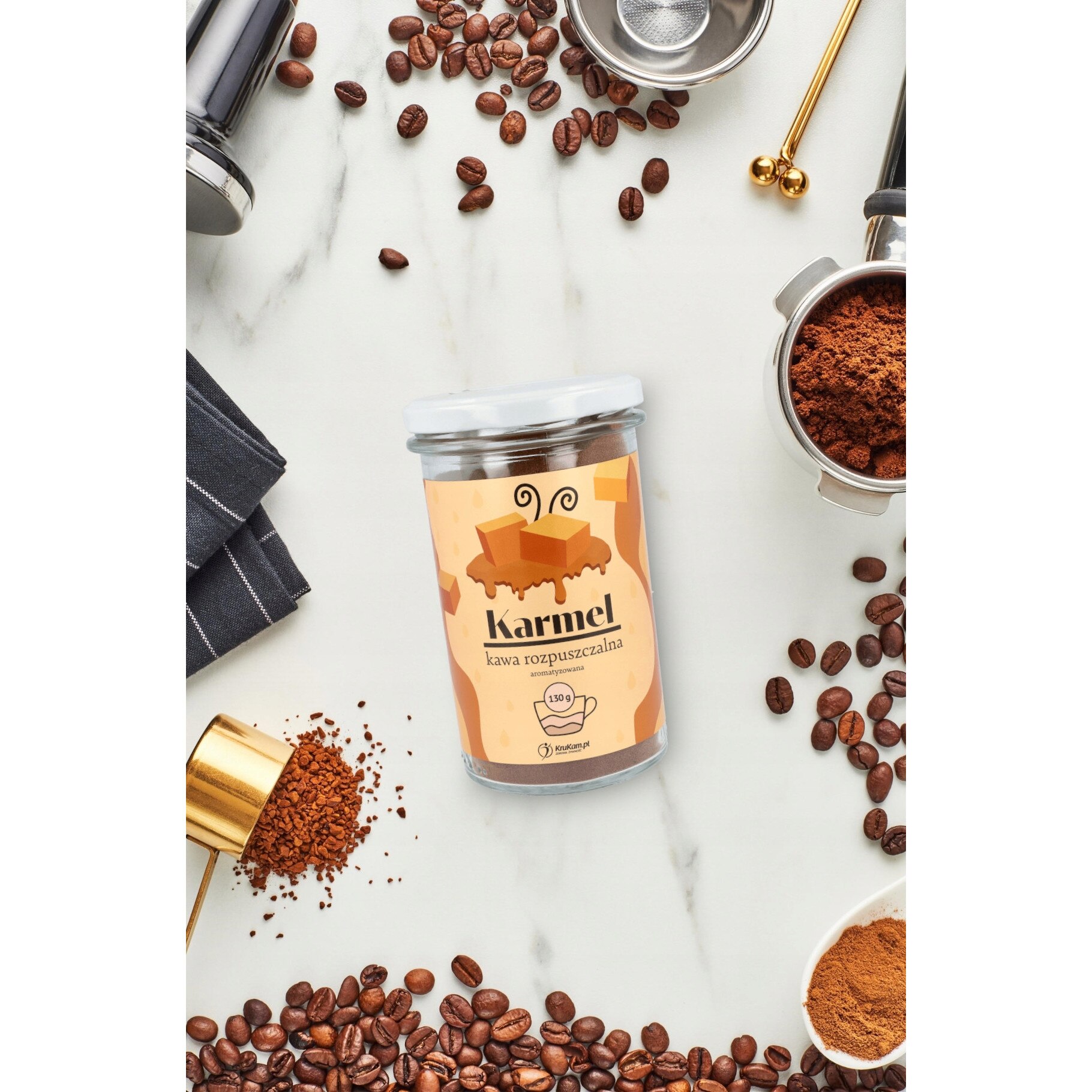 Cafea instant, Krukam, Caramel, 130g - eMAG.ro