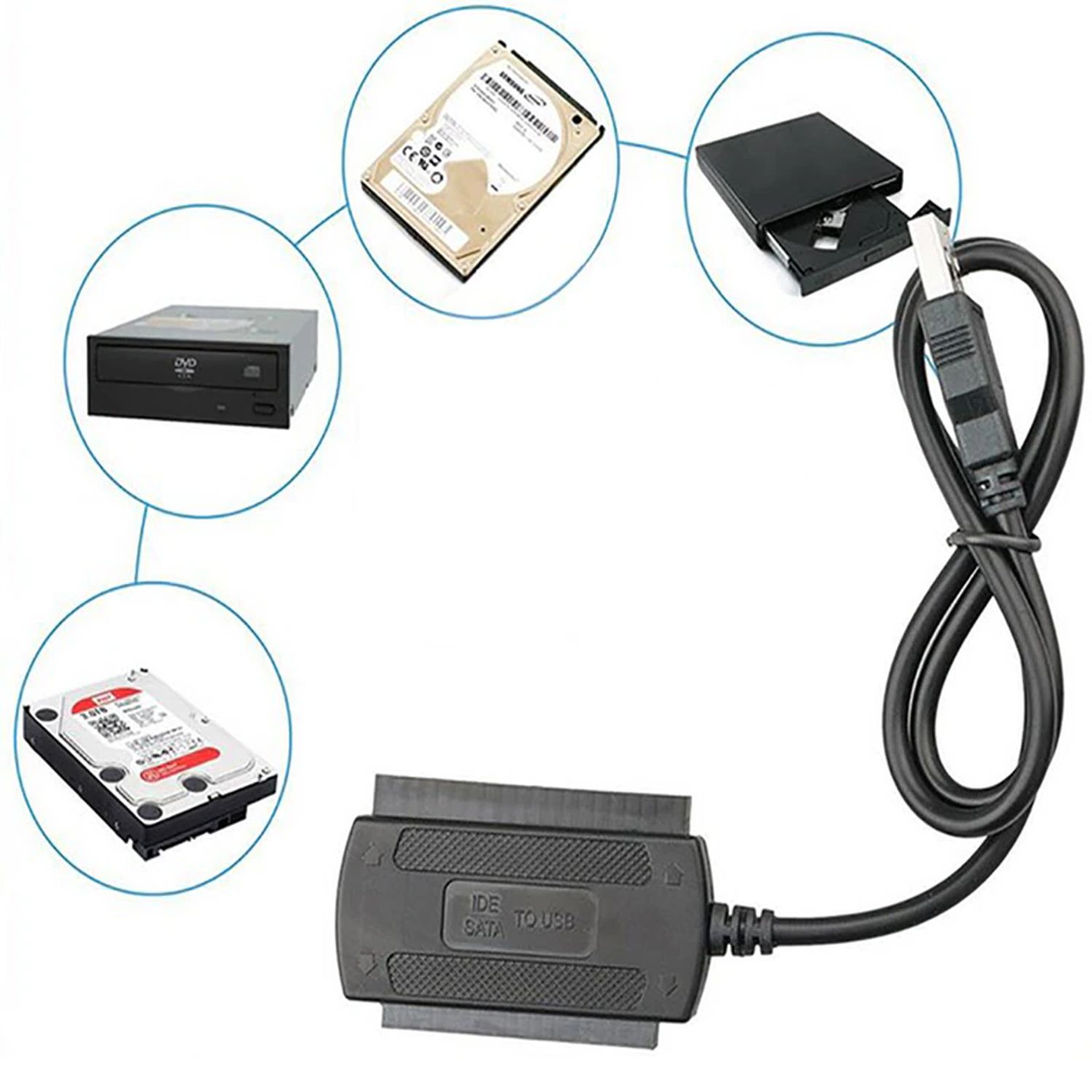 Adaptor USB la IDE si SATA RETOO Connect, Compatibil HDD 2.5"/3.5", DVD ...