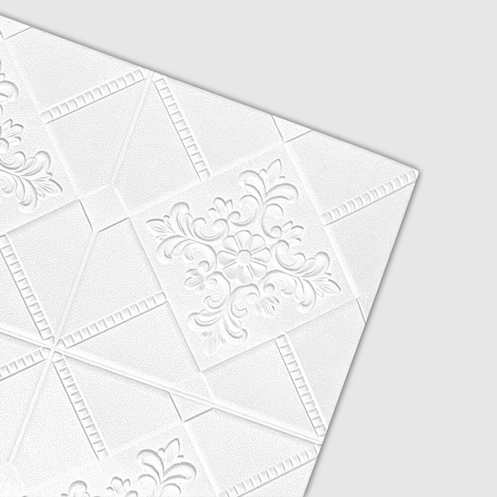 Tapet 3D Autoadeziv SIKS, Model 4P Romb 5D, Alb, Model Flori, Design ...