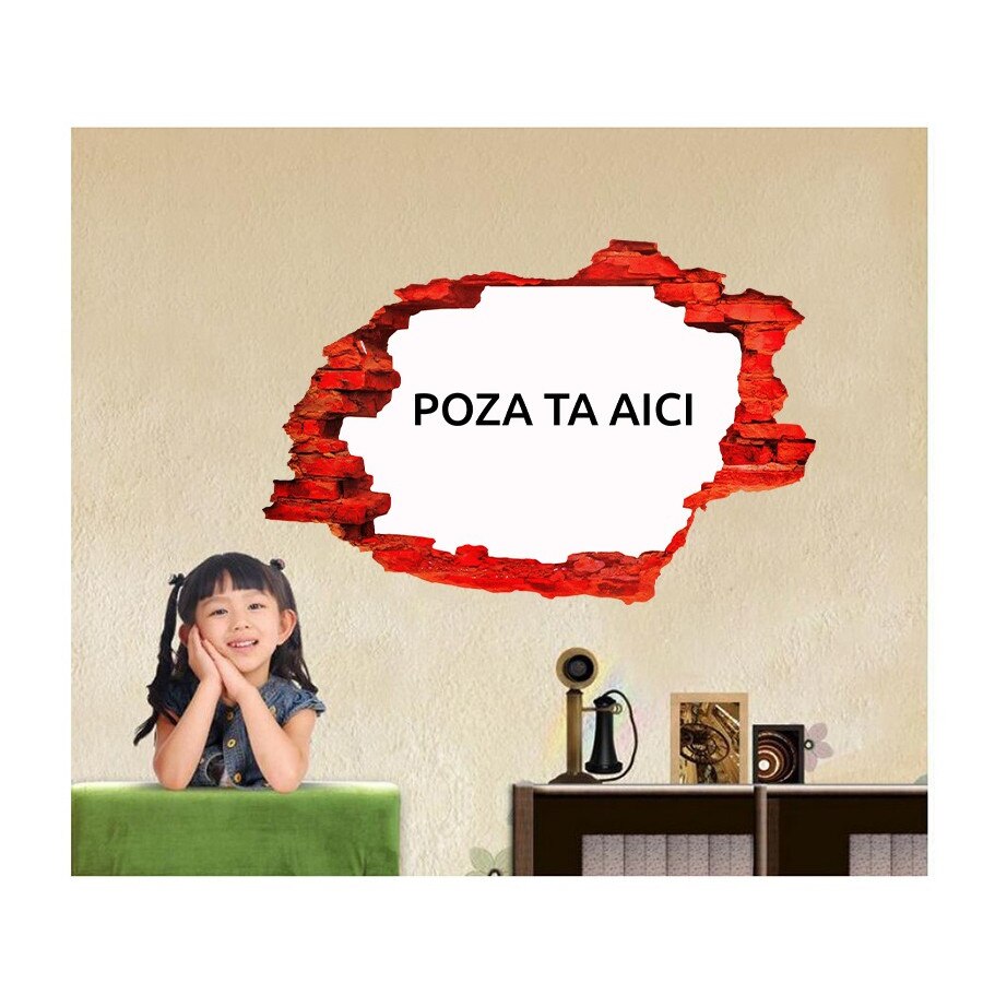 Sticker Decorativ Personalizat cu poza dorita, Model Gaura, 85 cm ...