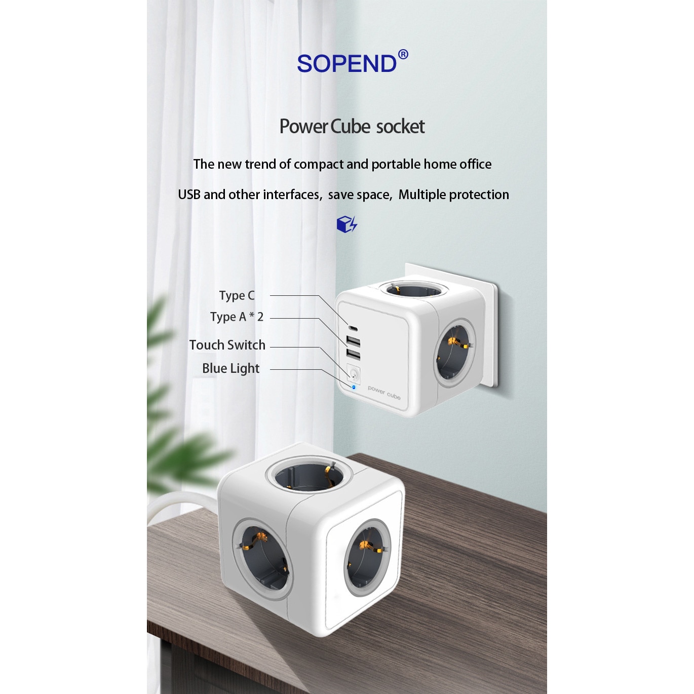 Priza Creative Cube Neximus® cu 2xUSB Type-A, USB Type C, 4 prize - eMAG.ro