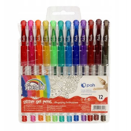 Set 12 pixuri gel cu sclipici, Fiorello, Multicolor - eMAG.ro