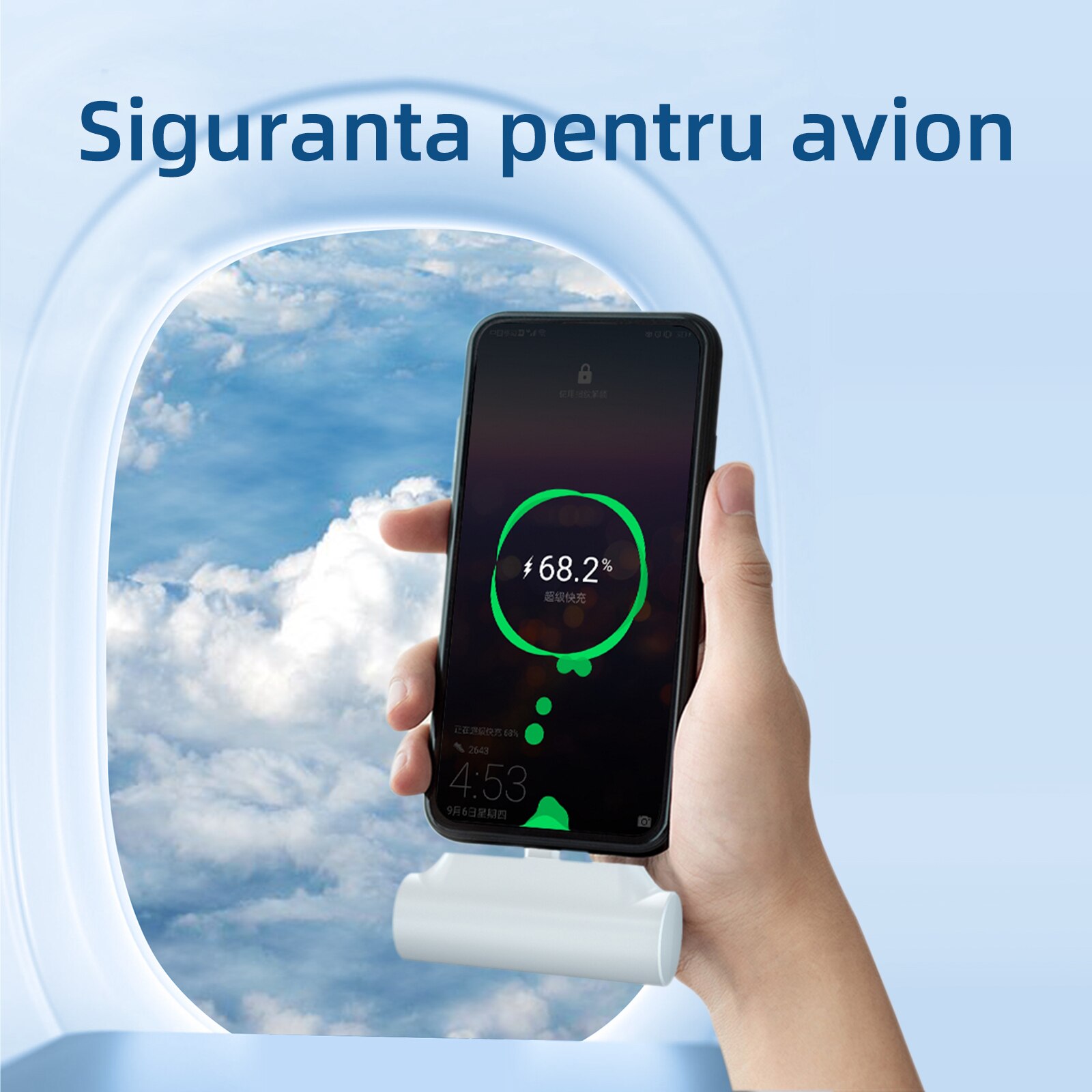 Acumulator extern JONKUU® 5000mAh, Mini, Suport pentru telefon, mufa ...