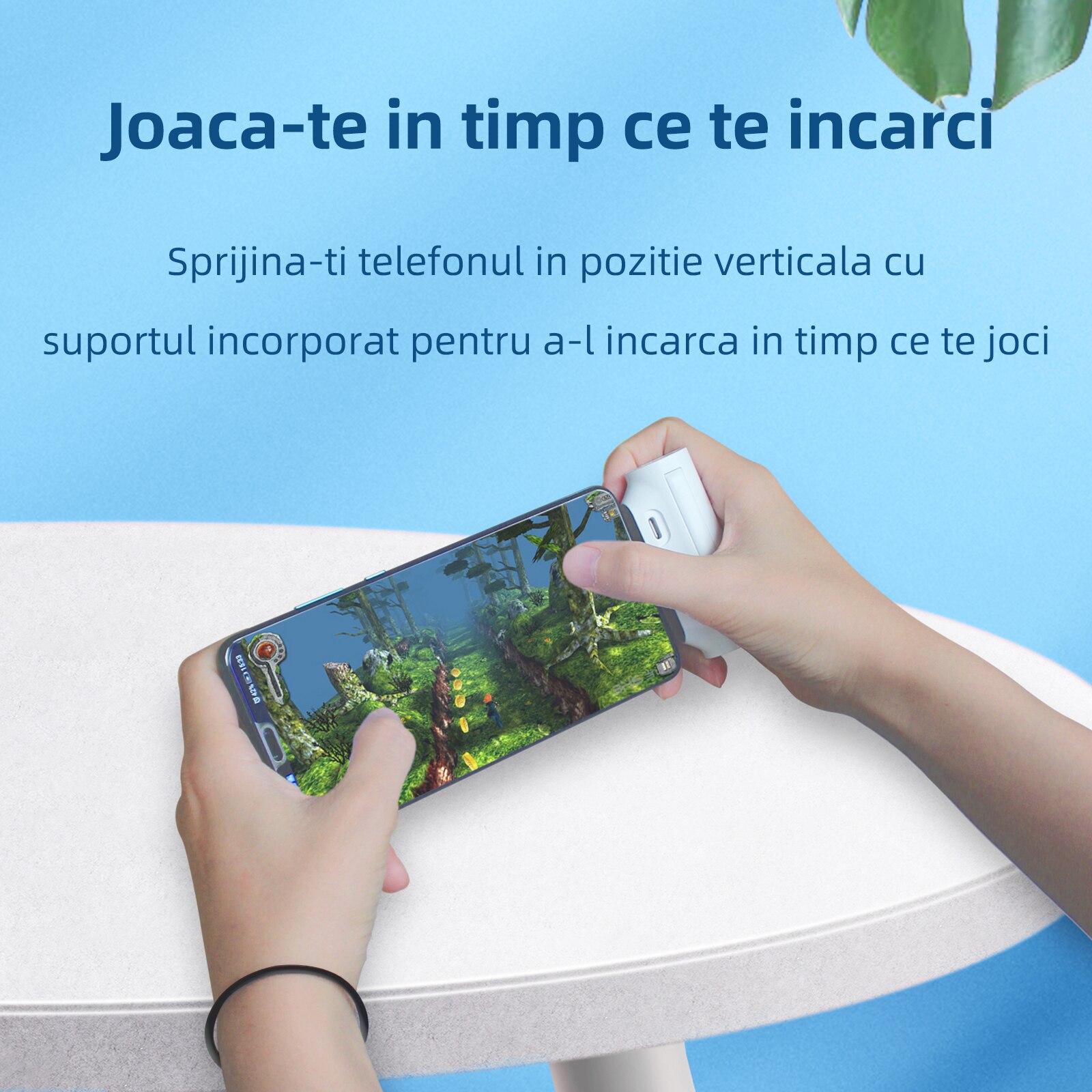 Acumulator extern JONKUU® 5000mAh, Mini, Suport pentru telefon, mufa ...