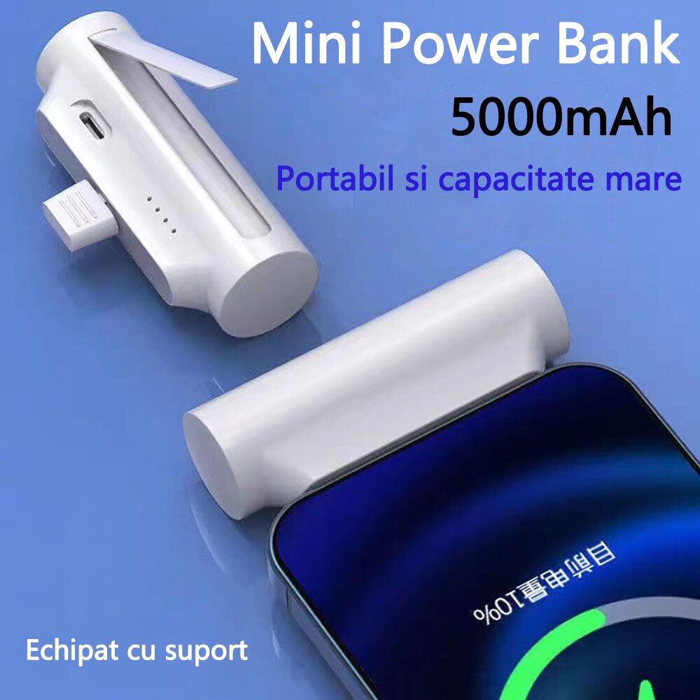 Acumulator extern JONKUU® 5000mAh, Mini, Suport pentru telefon, mufa ...