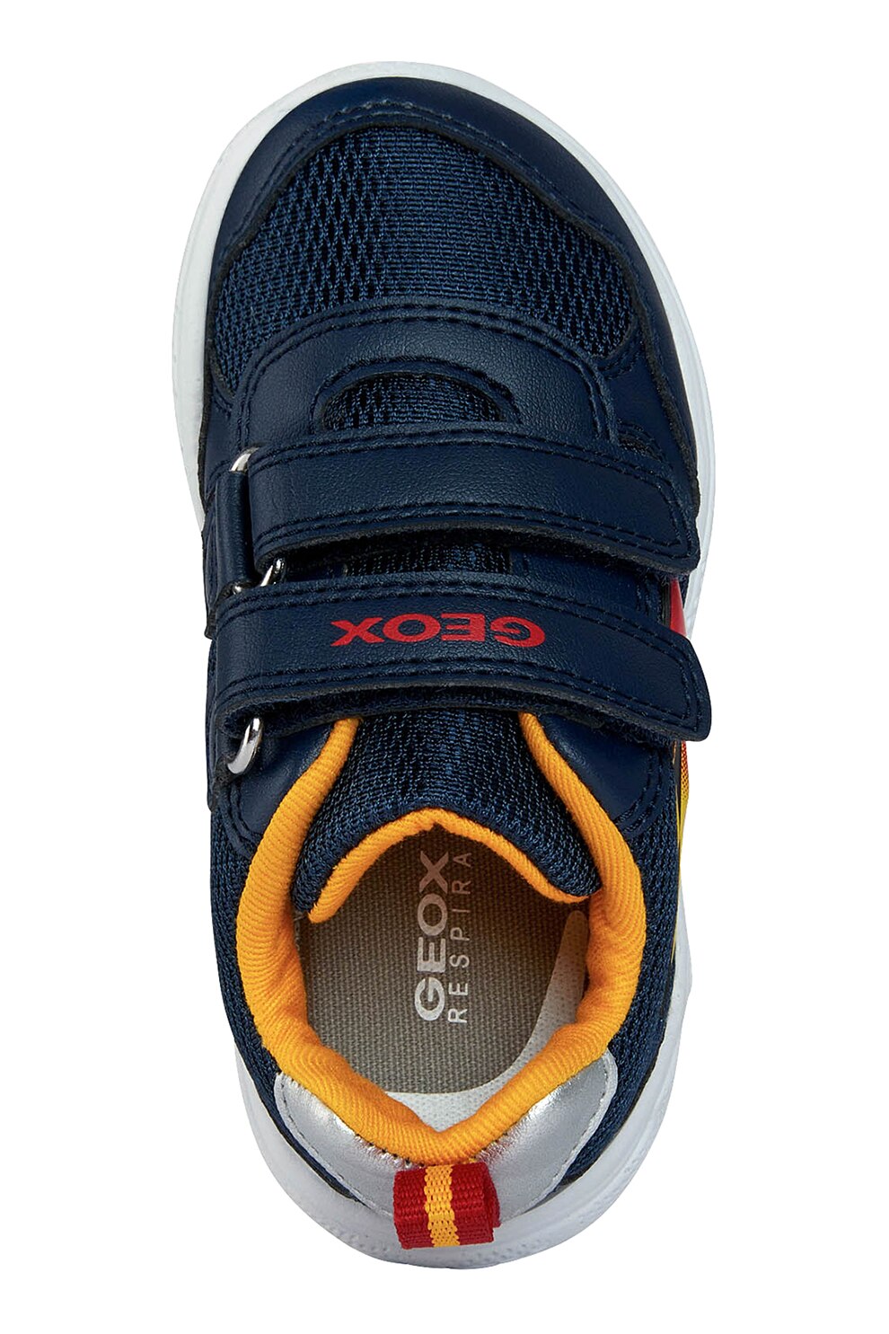 Geox, Спортни обувки с мрежа и велкро, Жълт, Тъмносин, 25 EU - eMAG.bg