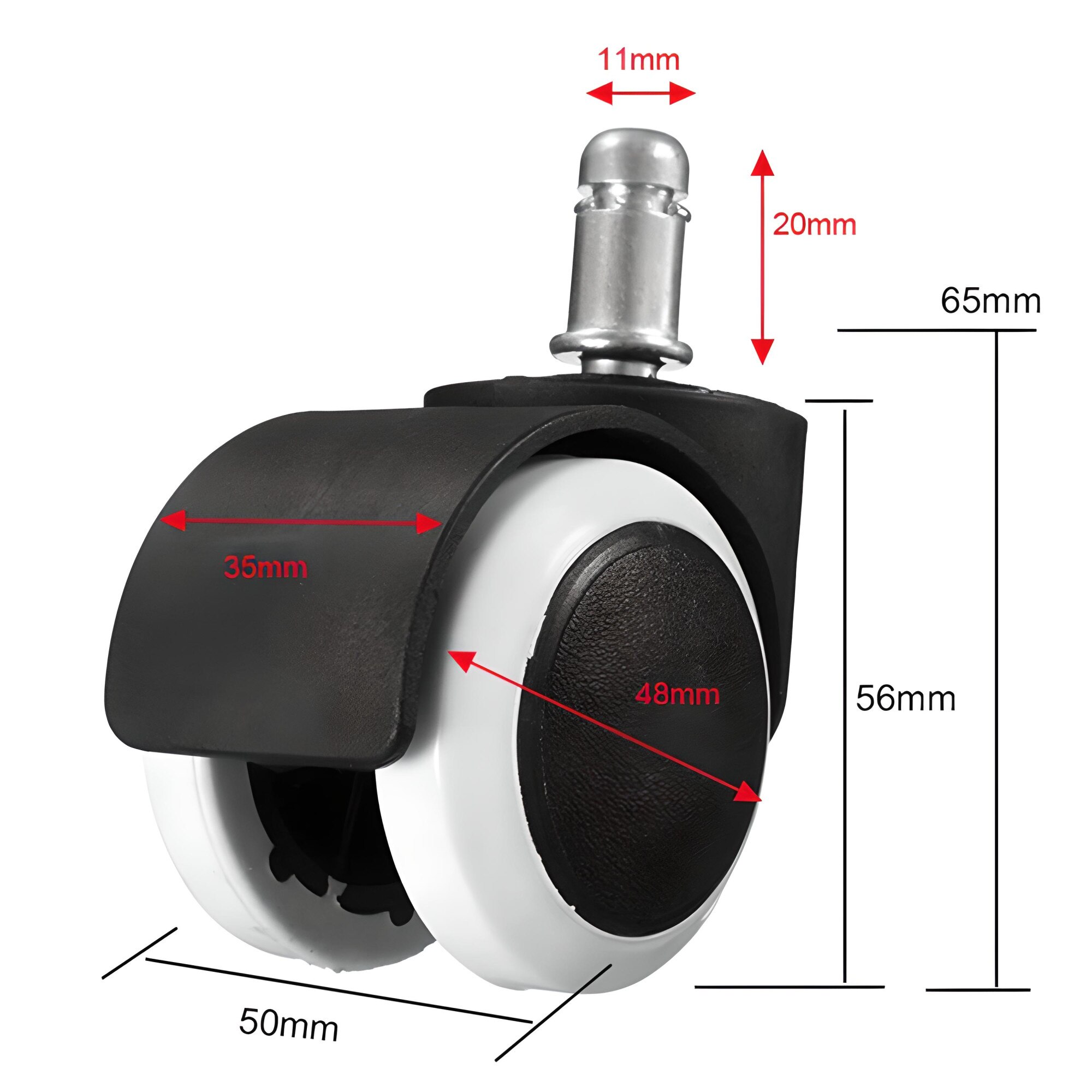 Set 5 roti pentru scaun de birou, antiderapante, cauciuc, negru - eMAG.ro