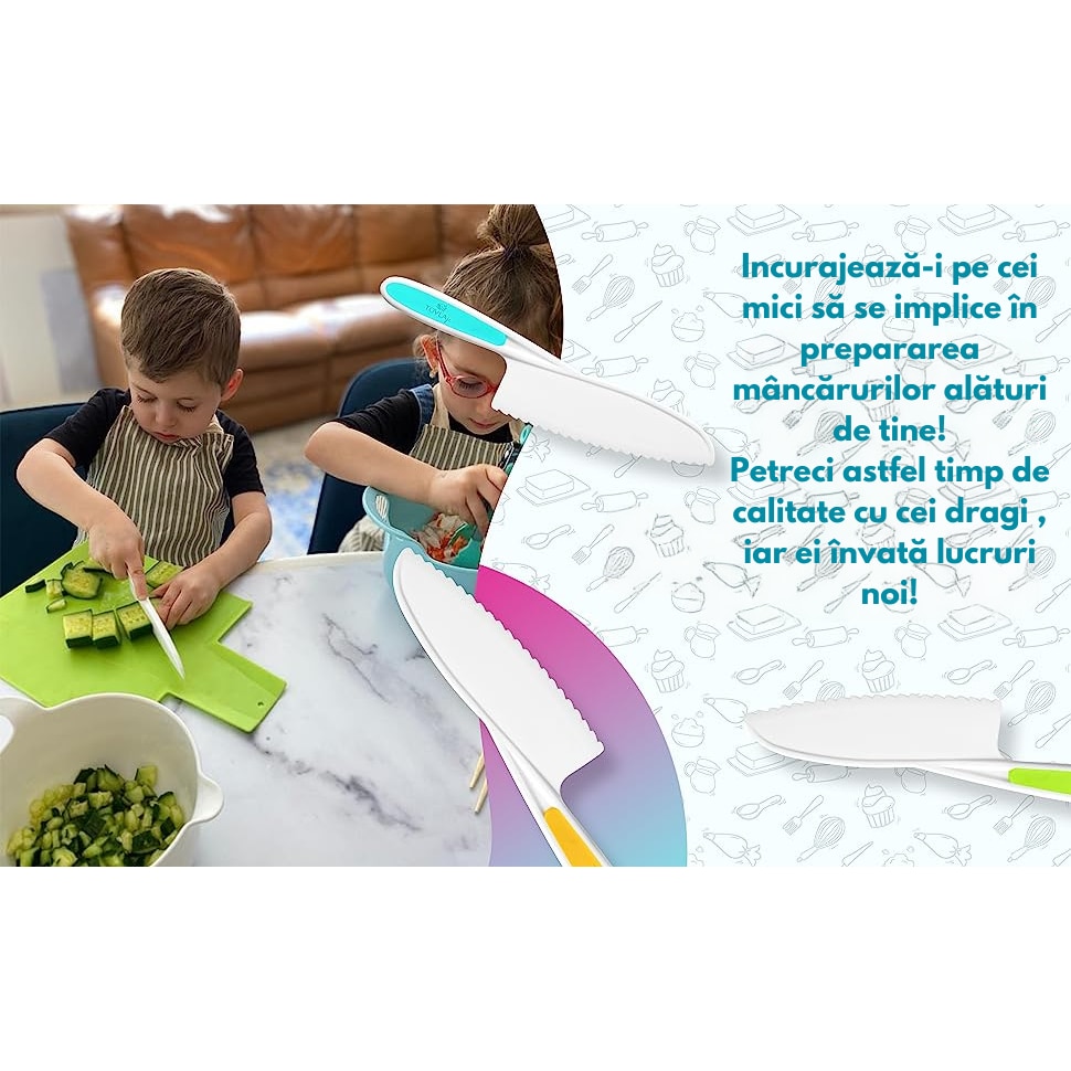 Set Cutite pentru Copii, Bukate, 3 Bucati de Diferite Culori si Marimi ...