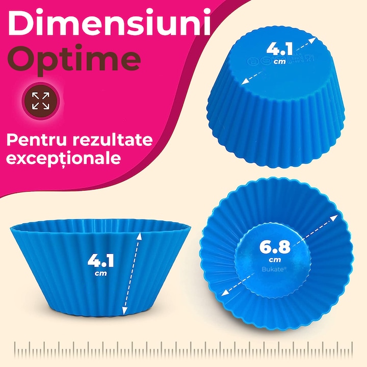 Set 24 de forme de copt pentru Briose, Bukate®, din Silicon ...