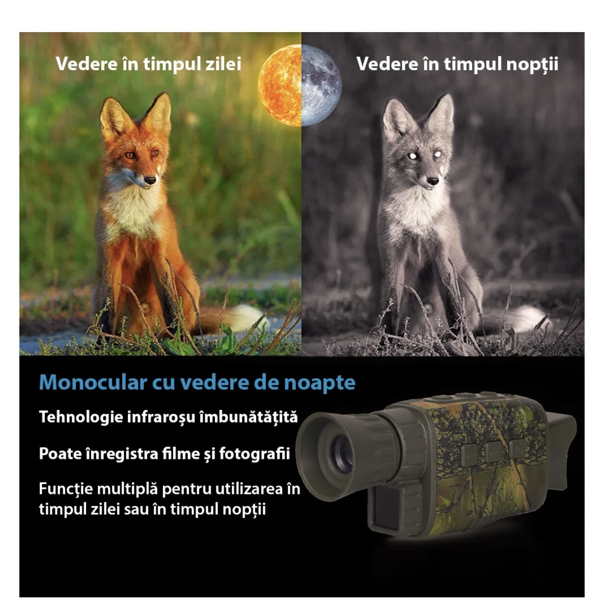 Monoclu digital night vision pentru vanatoare, inregistrare video, zoom ...