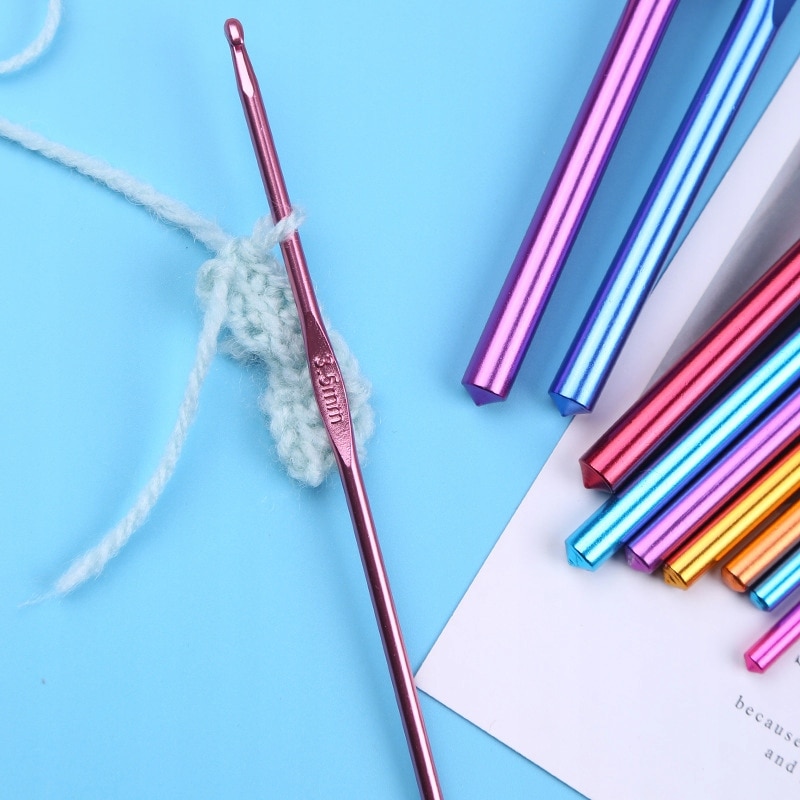 Set crosetat din aluminiu, 127 buc. Accesorii de tricotat cu husa, 0,5 ...