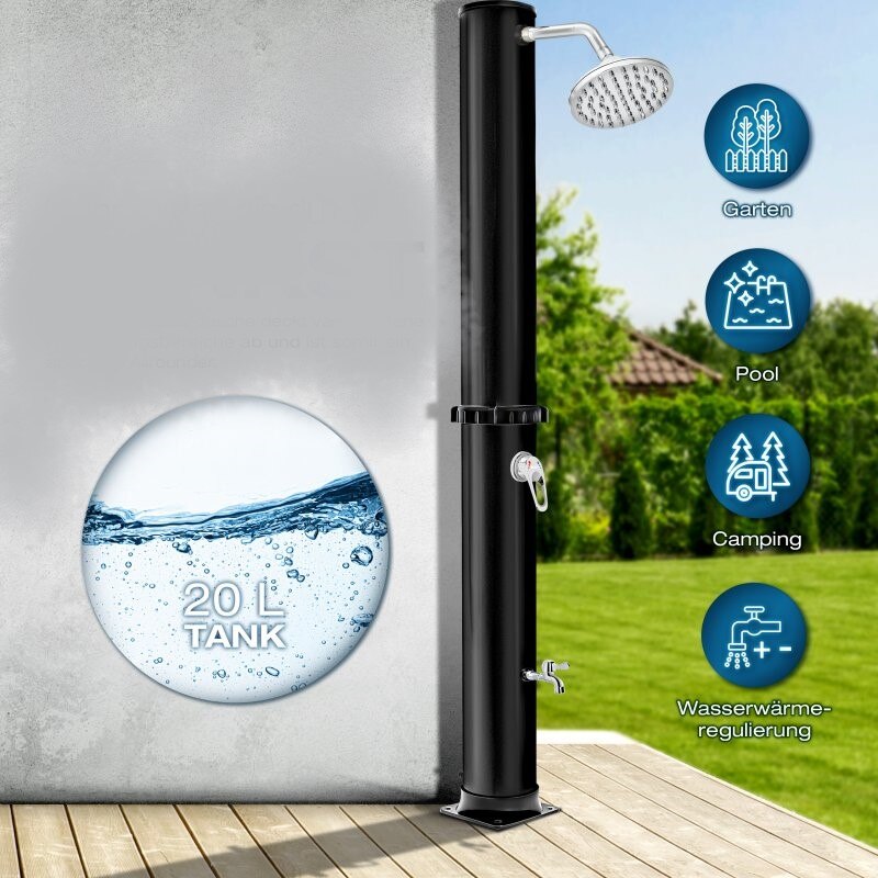 Dus solar pentru exterior, robinet si cap de dus incluse, negru, 40 ...