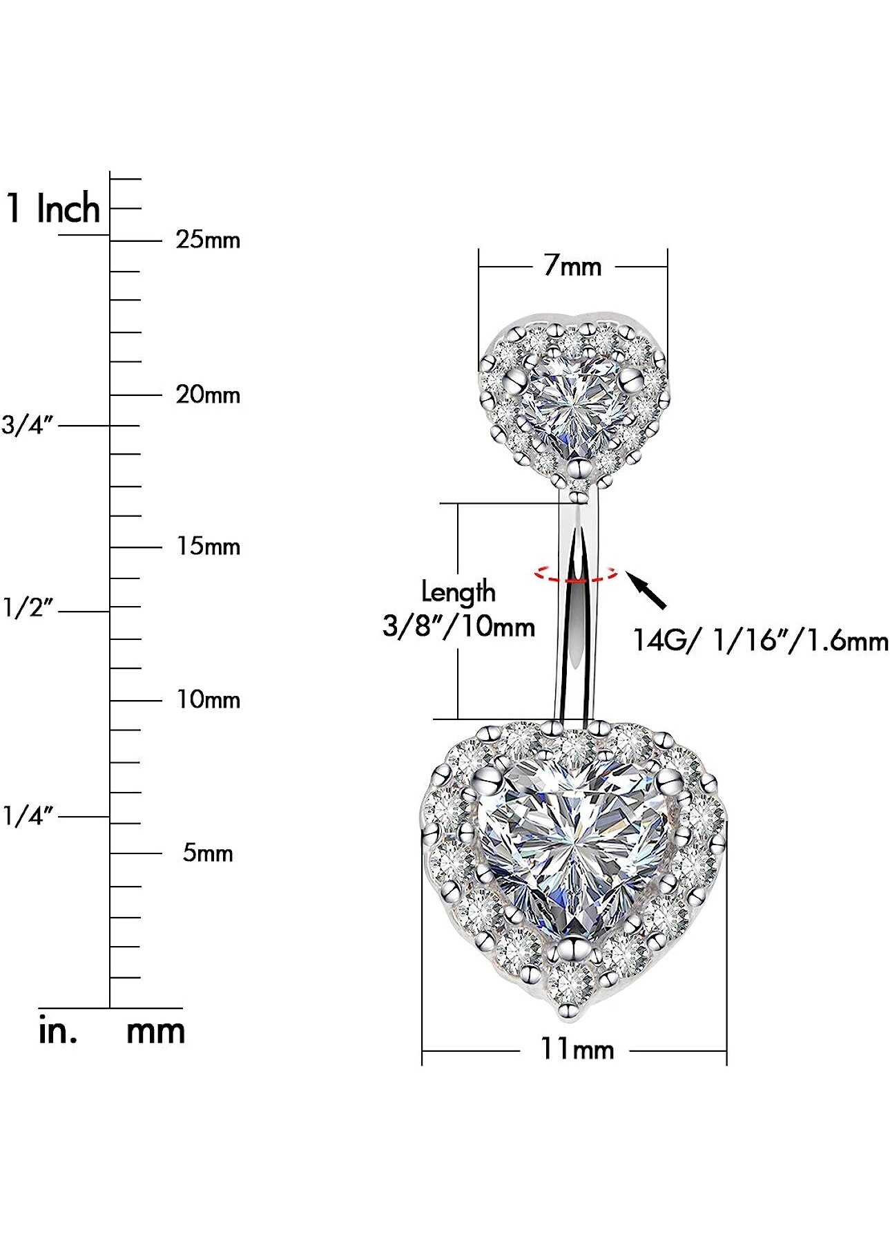 Piercing buric, Roffie, Inox/Zirconiu, 7 x 11 mm, Argintiu - eMAG.ro