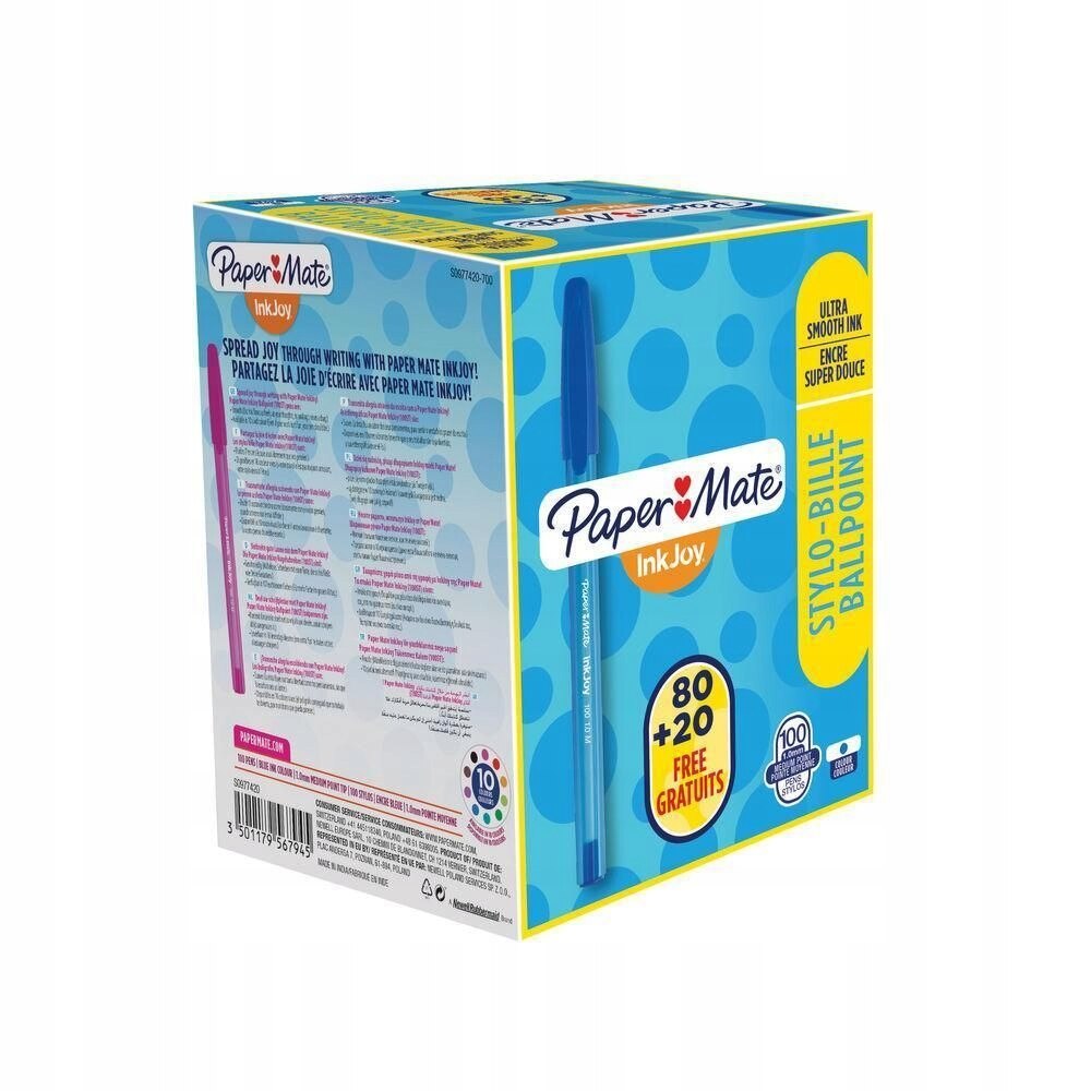 Комплект от 100 химикалки, Inkjoy, Син - eMAG.bg