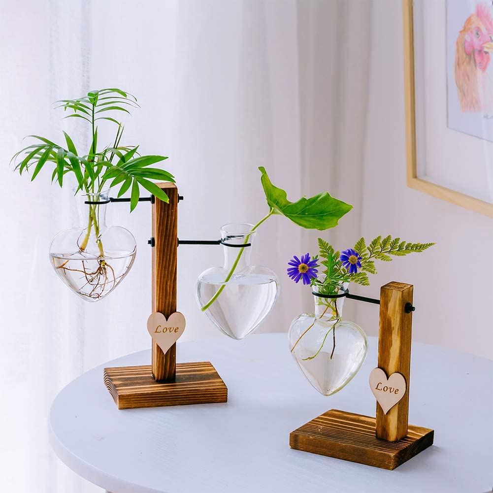 Vaza hidroponica decorativa, Inima, OYULAF, Maro/Transparent - eMAG.ro