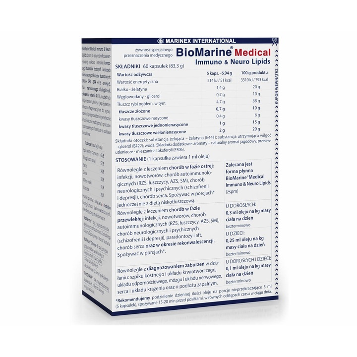BioMarine Medical Immuno Neuro Lipide EPA, DHA si Omega3, Marinex, 60 ...