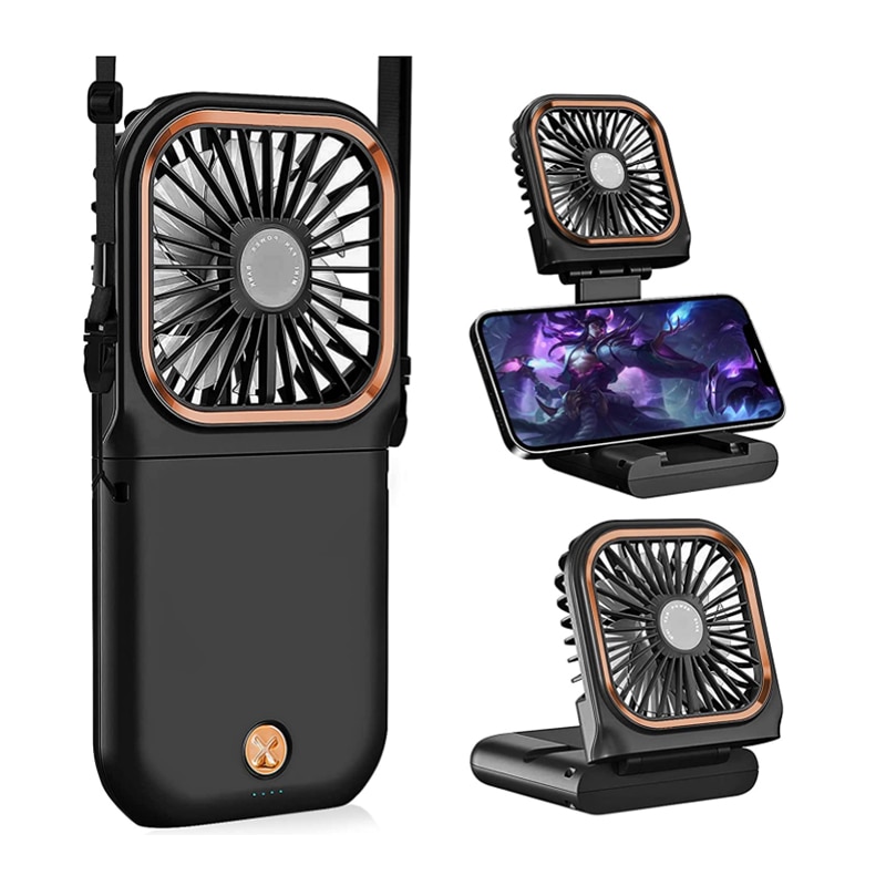 Ventilator portabil, 3 Trepte viteza, Baterie externa, 3000mAh, Negru - eMAG.ro