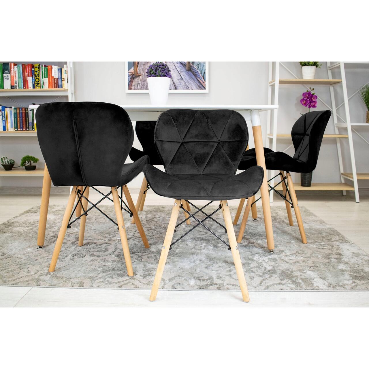 Scaun stil scandinav, Artool, Lago, catifea, lemn, negru, 48x43x74 cm ...
