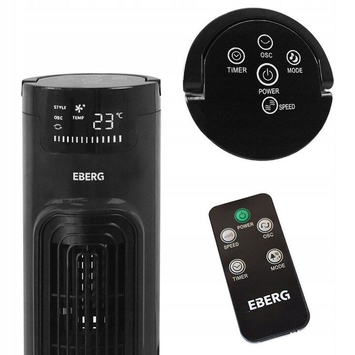 Ventilator EBERG cu telecomanda, oscilatie de 70°, panou Soft Touch ...