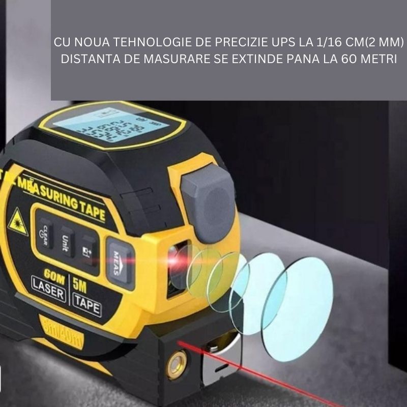 Telemetru digital cu laser, Digital, Smart, Raza de actiune 60 de metri ...