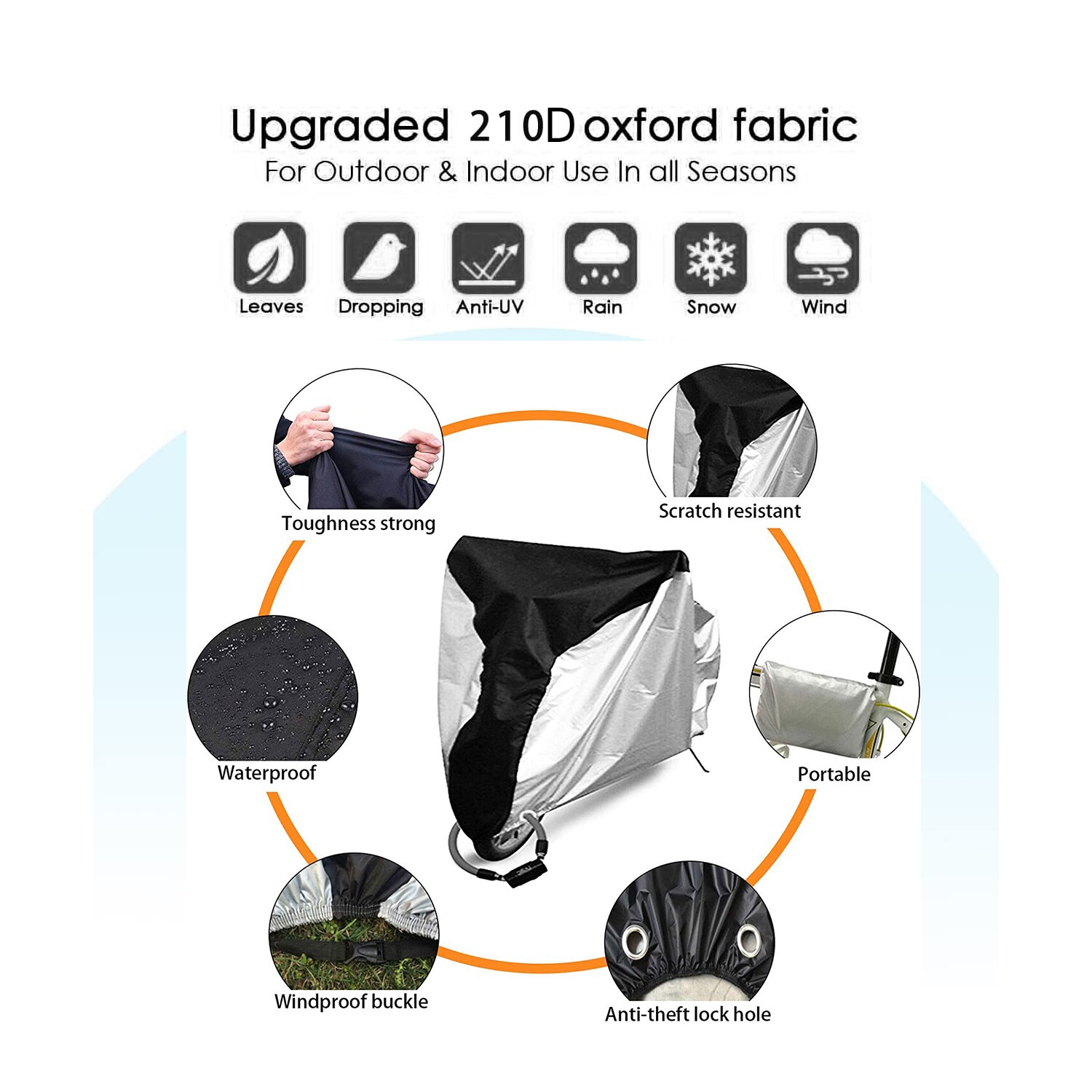 Husa de protectie impermeabila pentru biciclete/motocicleta, Poliester Oxford 210D, Anti-UV ...