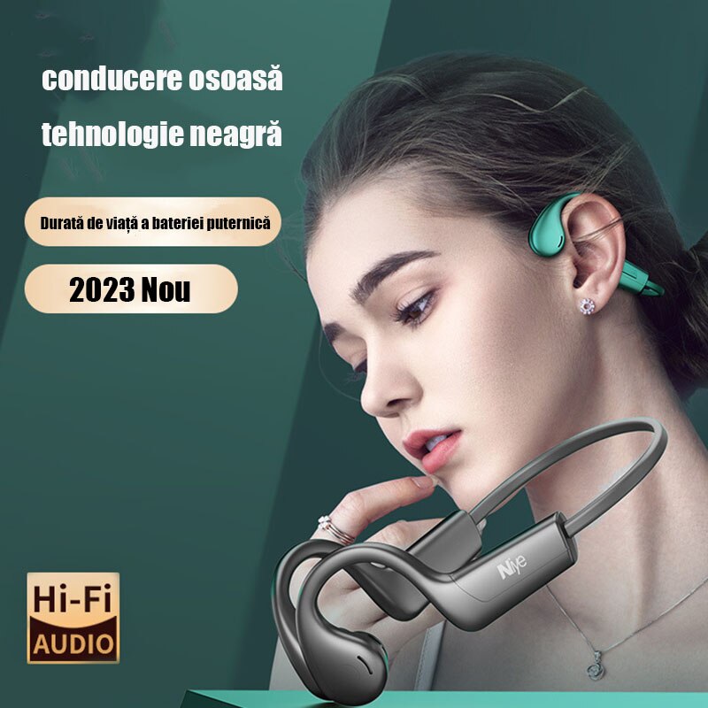 Casti Bluetooth fara fir, T12, Conductie osoasa, Bluetooth 5, Sport ...