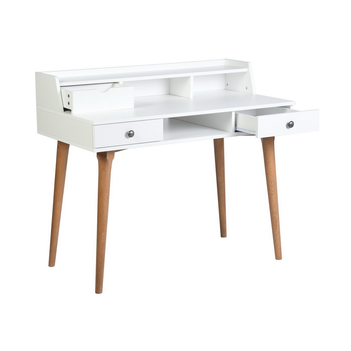 Birou modern, Lemn, 100 x 50 x 75/90cm, Bej/Alb - eMAG.ro