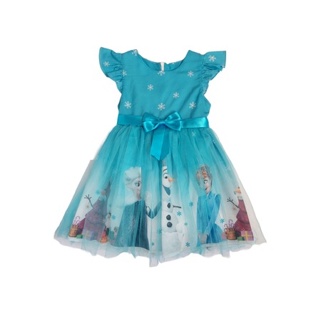 Rochie pentru Fetite, Frozen, Anna, Elsa si Olaf, Tul, Bumbac, Albastru ...