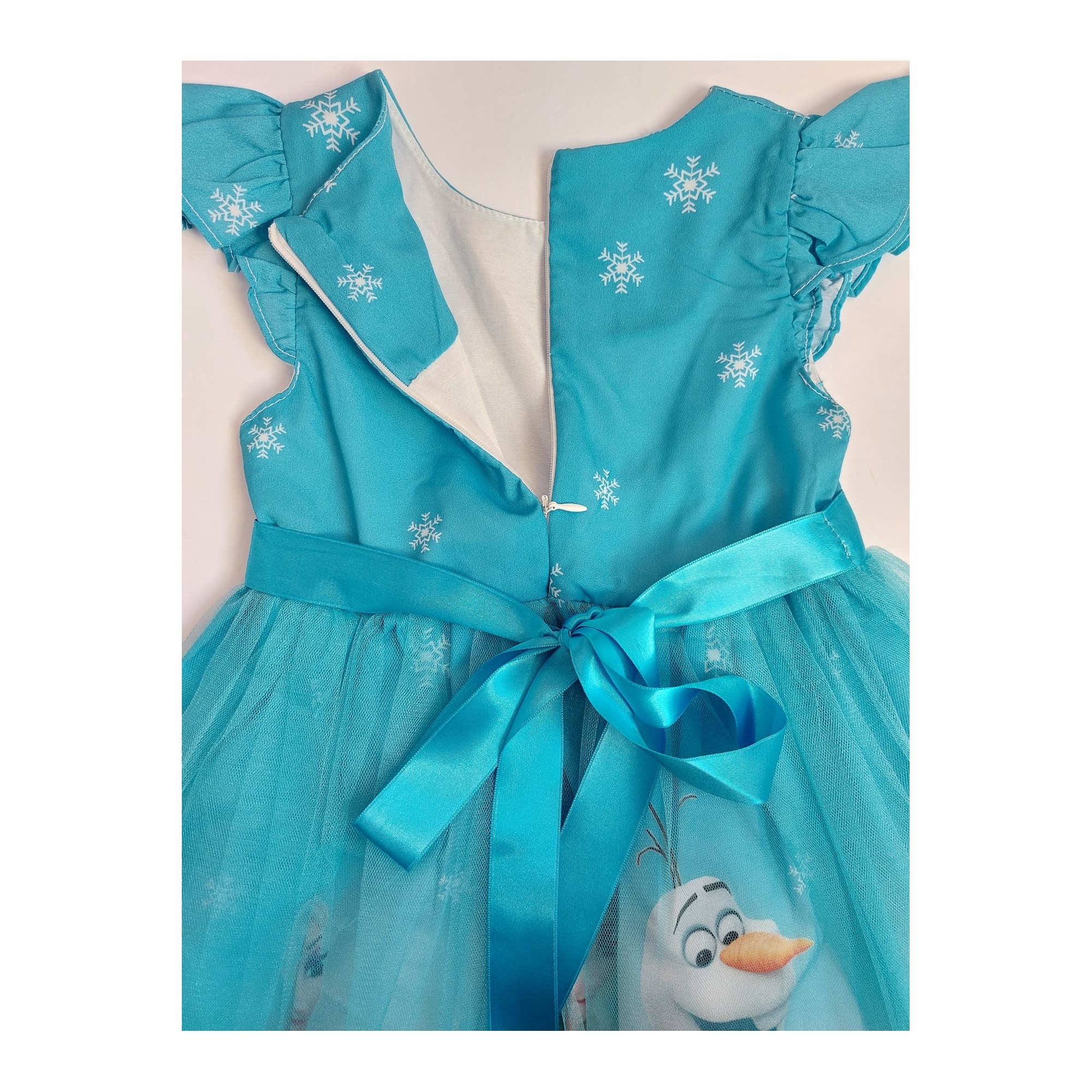 Rochie pentru Fetite, Frozen, Anna, Elsa si Olaf, Tul, Bumbac, Albastru ...