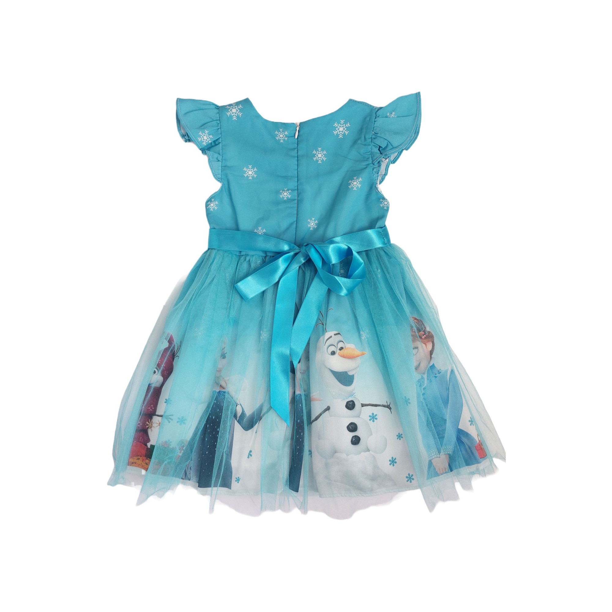 Rochie pentru Fetite, Frozen, Anna, Elsa si Olaf, Tul, Bumbac, Albastru ...