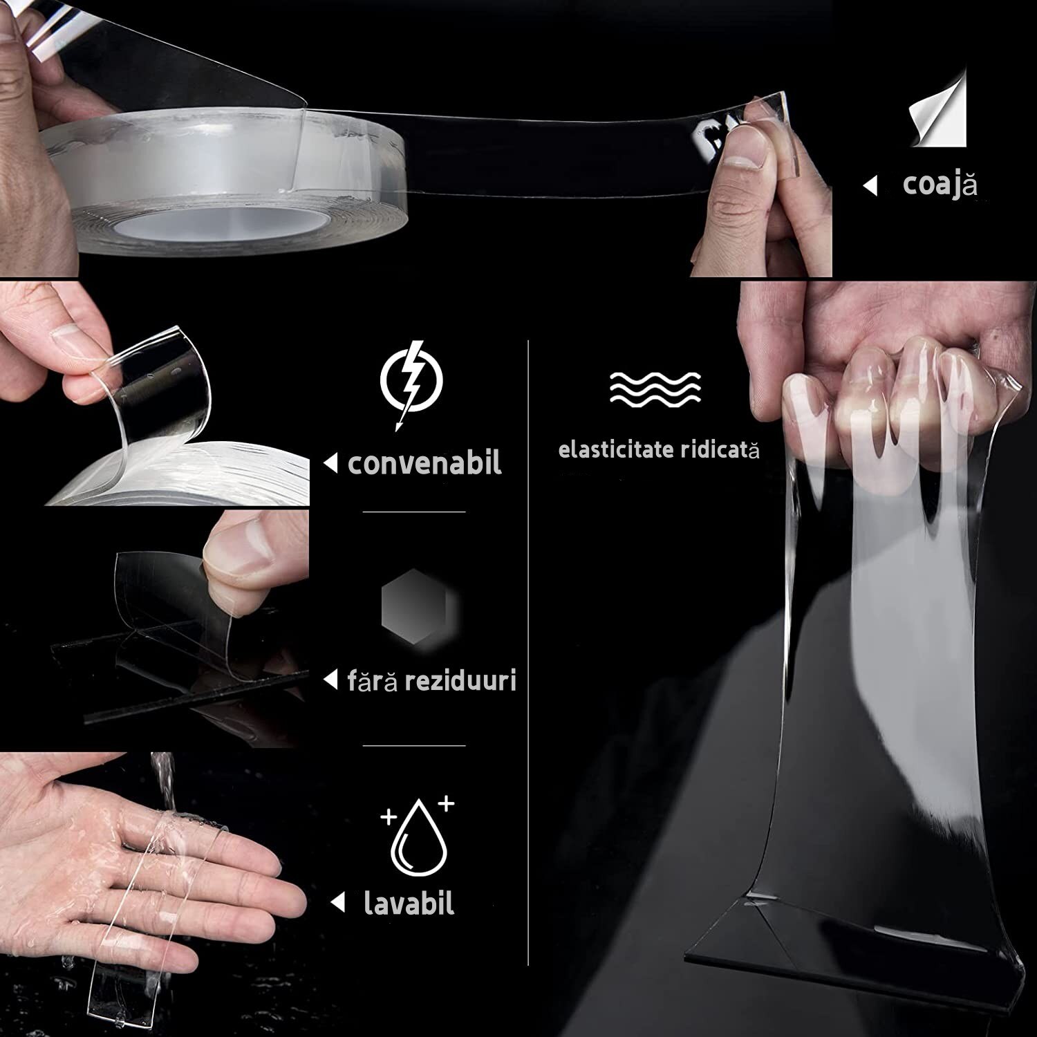 Двойна самозалепваща лента Flyme Heavy Duty, 5cm x 3m, 2mm дебелина, за ...