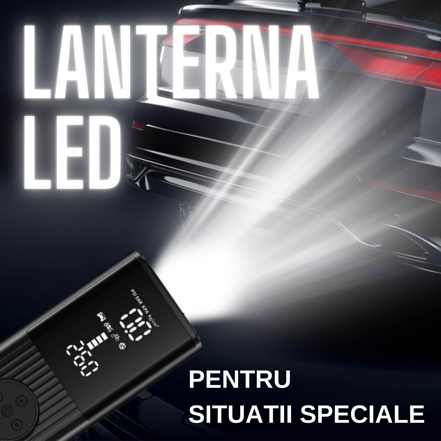 Compresor auto portabil cu acumulator 14.4v/6000mAh, Pentru umflat roti ...