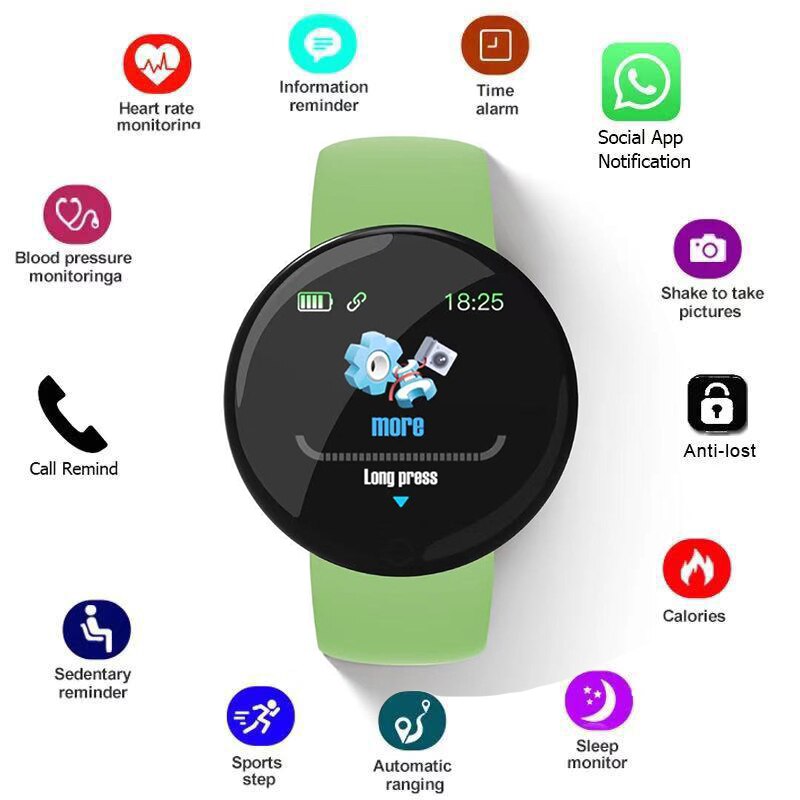 Ceas Smartwatch D18S, HODIY, Silicon, Compatibil cu Android/iOS ...