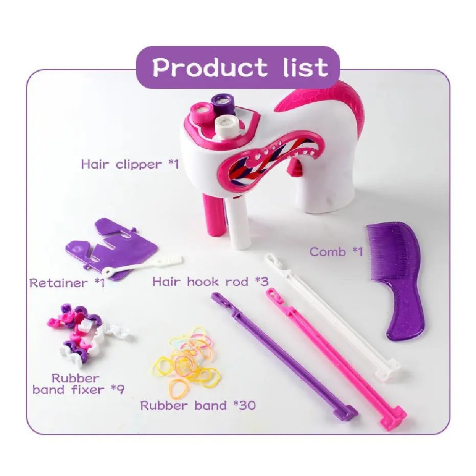 Set Aranjat Parul in Codite, Roz, Pentru Fetite, 3+ ani, 31 Piese ...