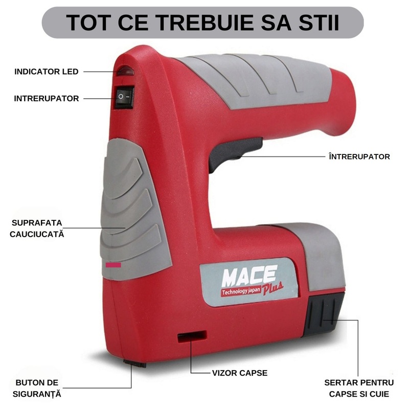 Capsator cu acumulator 4.2 V 1500mAh, incluse cuie 10mm 500buc. capse ...