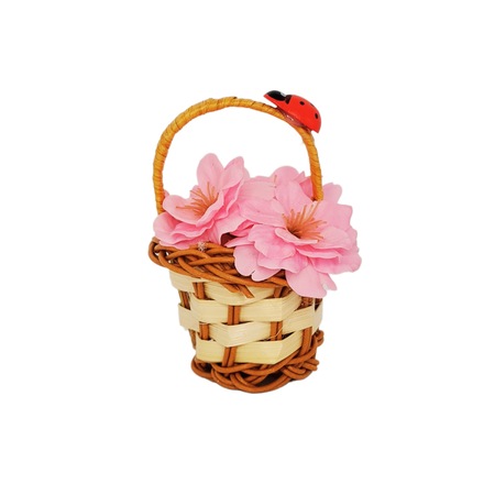 Aranjament floral bopo cosulet cu flori de cires din sapun, infoliat cu ...